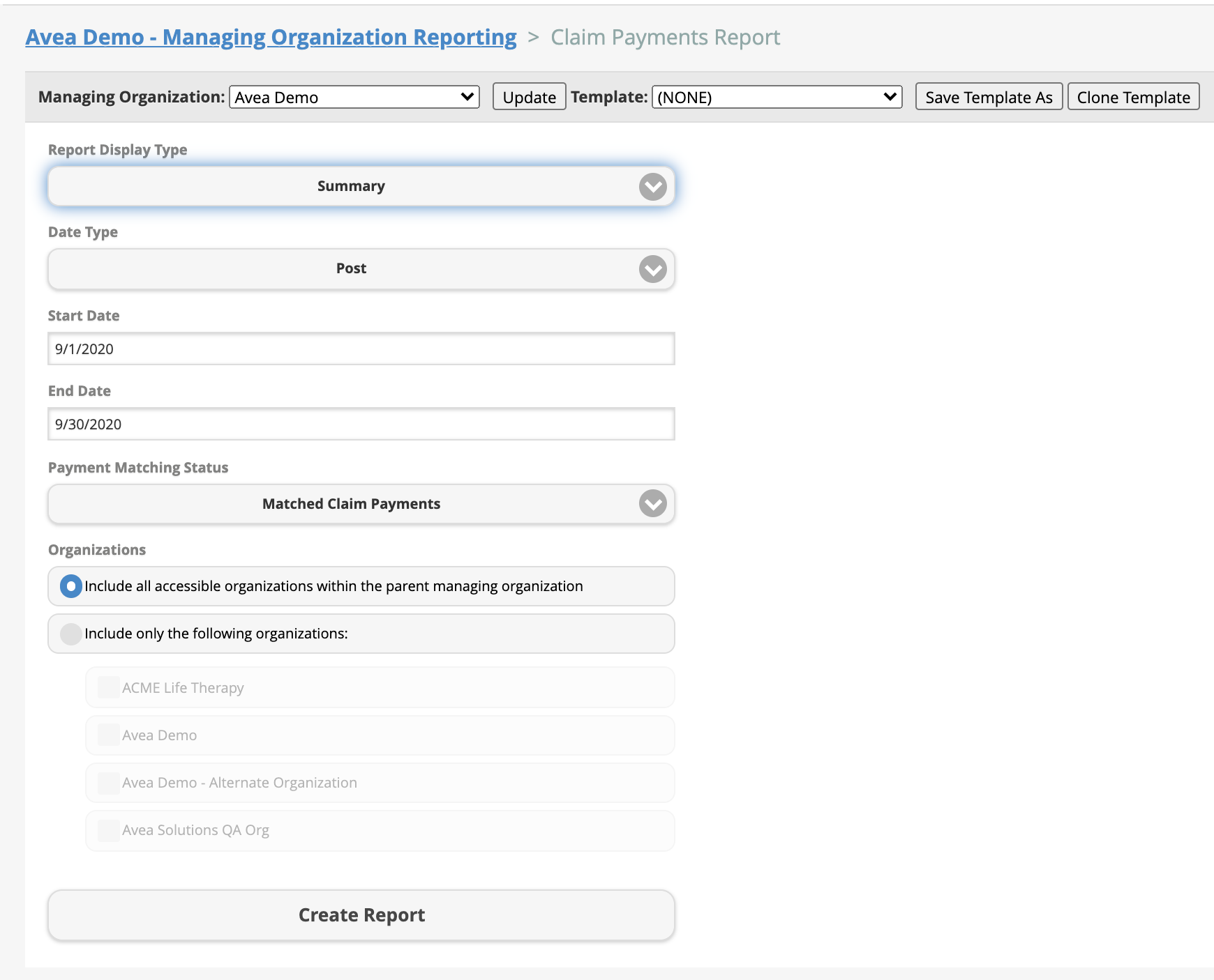 Claim Payments Report – Avea