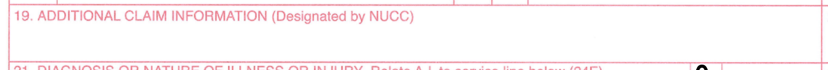 Box 19 - Additional Claim Information (Designated by NUCC) – RCM