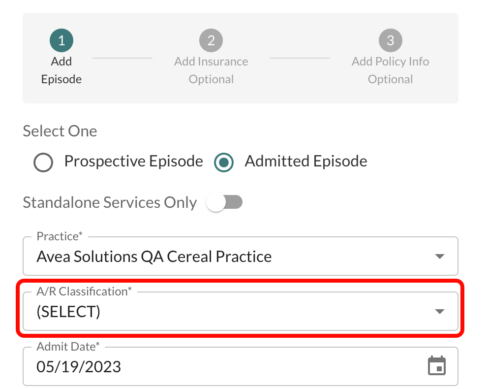 A/R Classifications – RCM