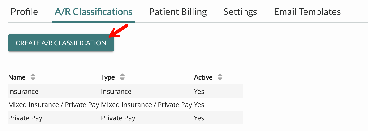 A/R Classifications – RCM