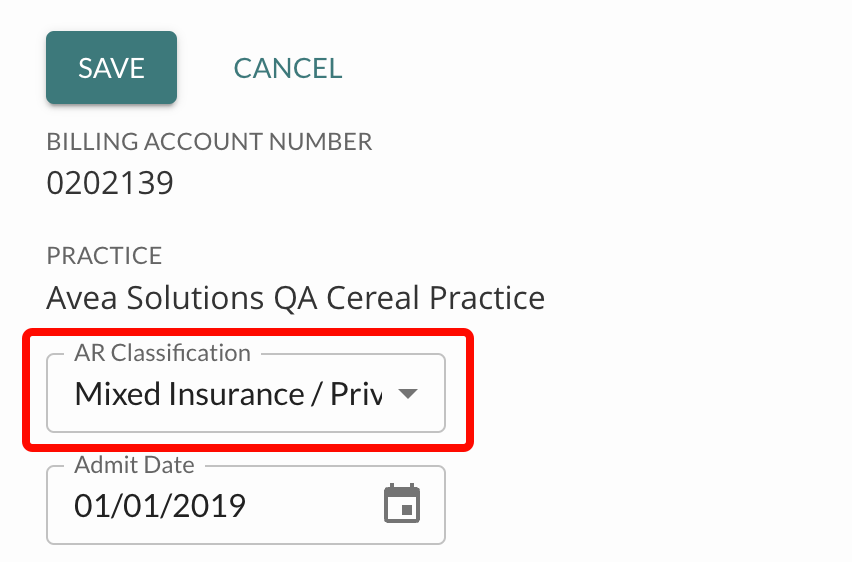 A/R Classifications – RCM