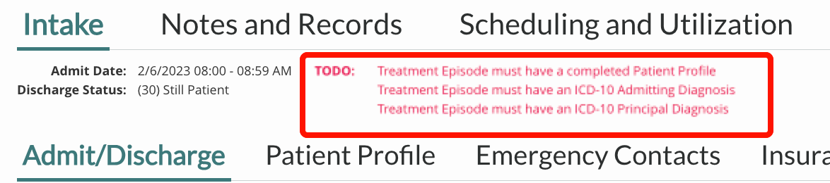 Patient Profile (Treatment Episode) – RCM