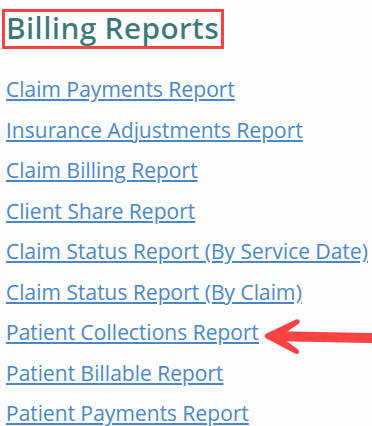 Patient Collections Report – RCM