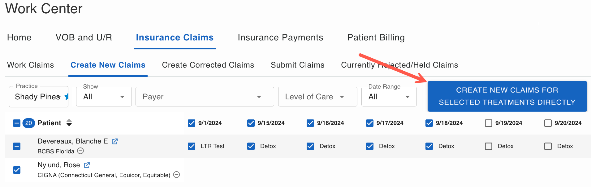 Create Claims – RCM