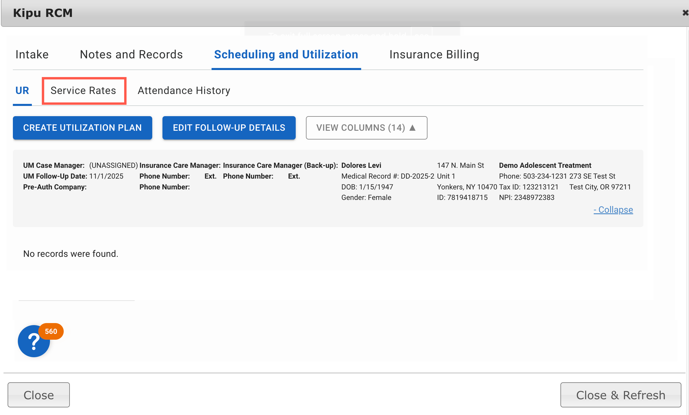 Create U/R Plans - EMR + RCM – RCM